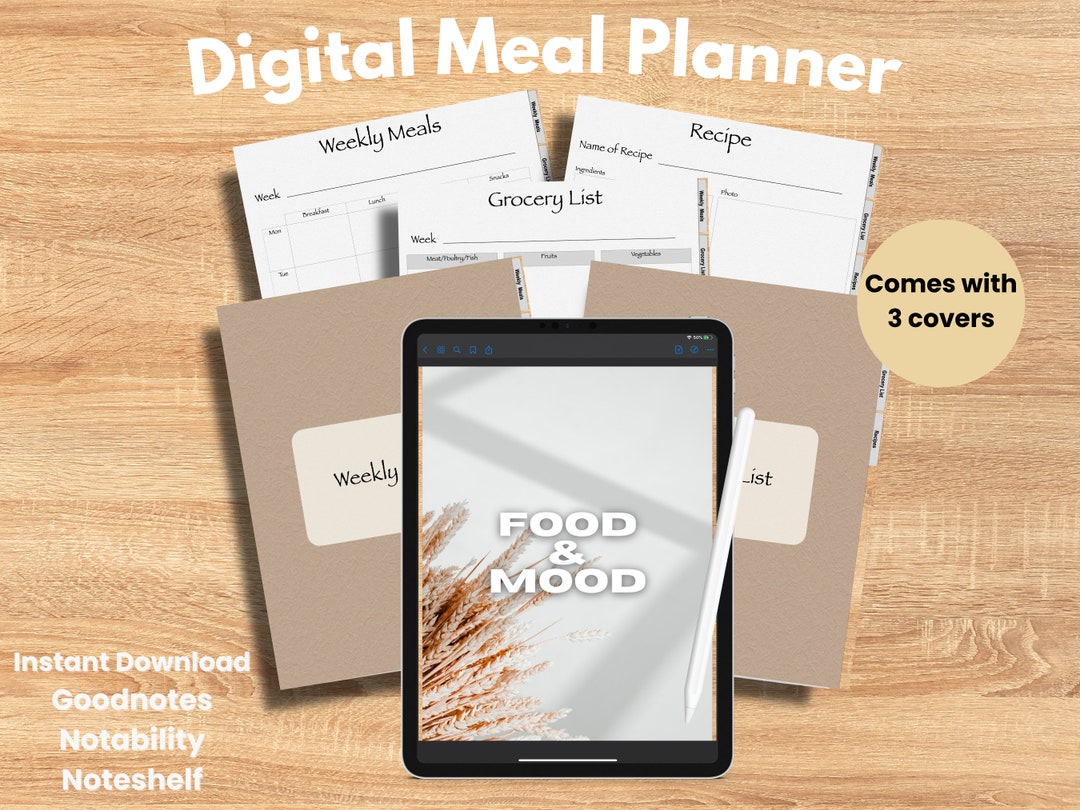 Meal Planner, Grocery List and Recipes Digital Planner for Ipads ...