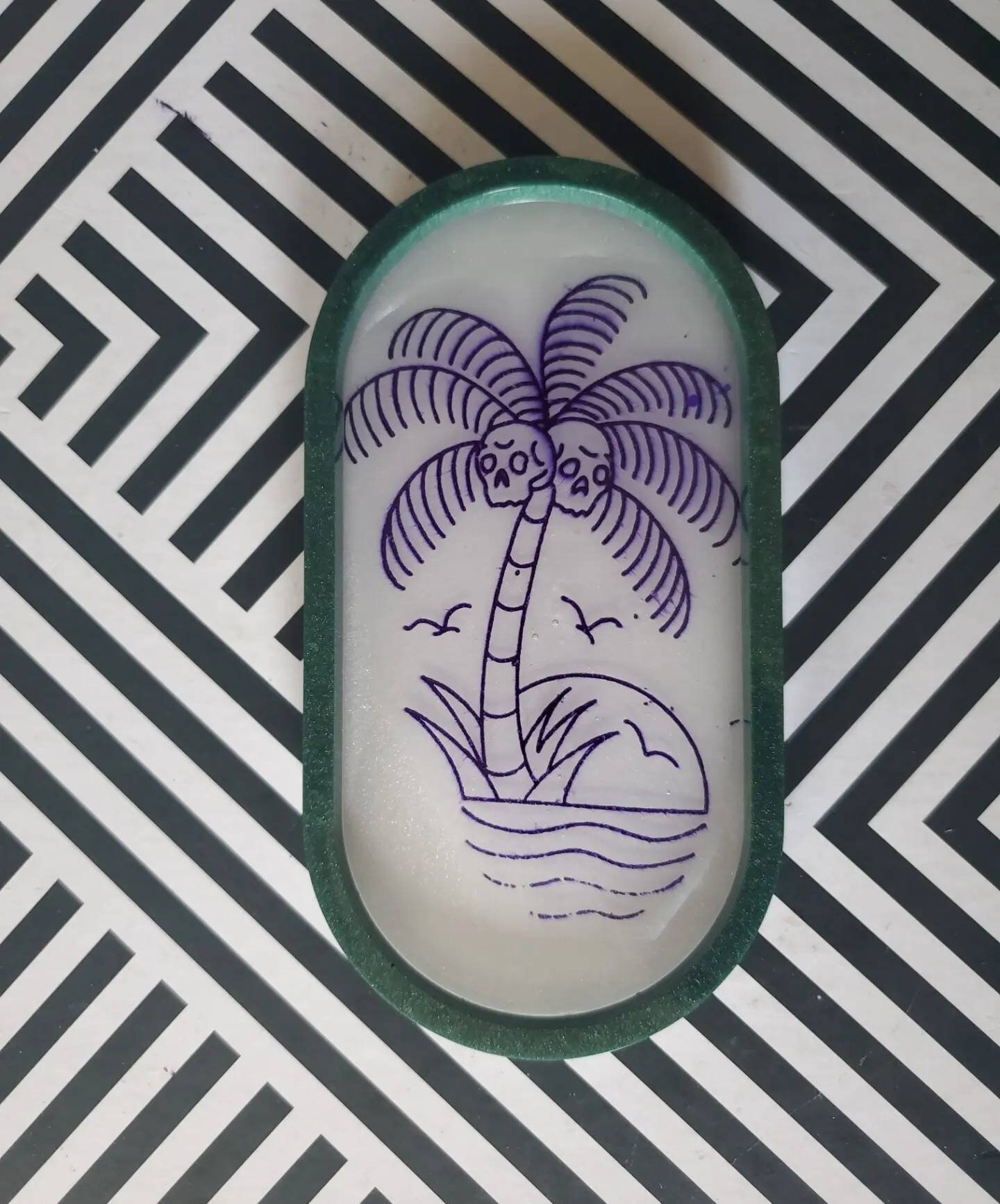 Palm Tree Tattoo Stencil Tray - Etsy