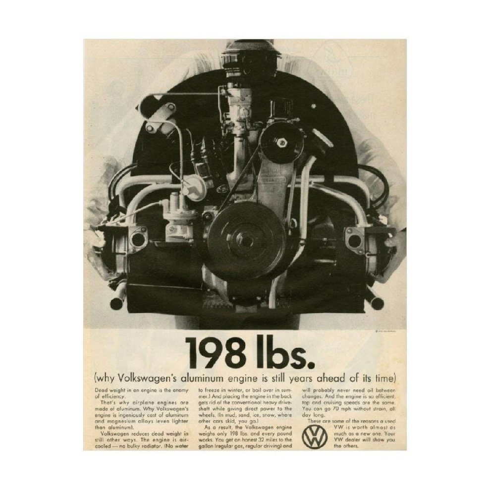 Volkswagen VW Beetle Poster Bug Wall Art Decor Print Automobile Mid ...