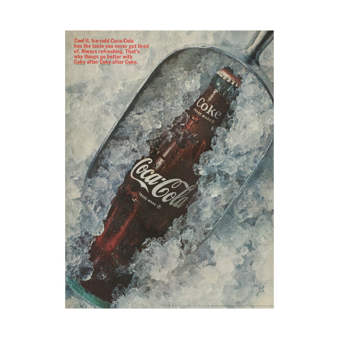 Coca Cola Poster Soda Wall Art Kitchen Decor Print Mid Century 1960s Ad ...