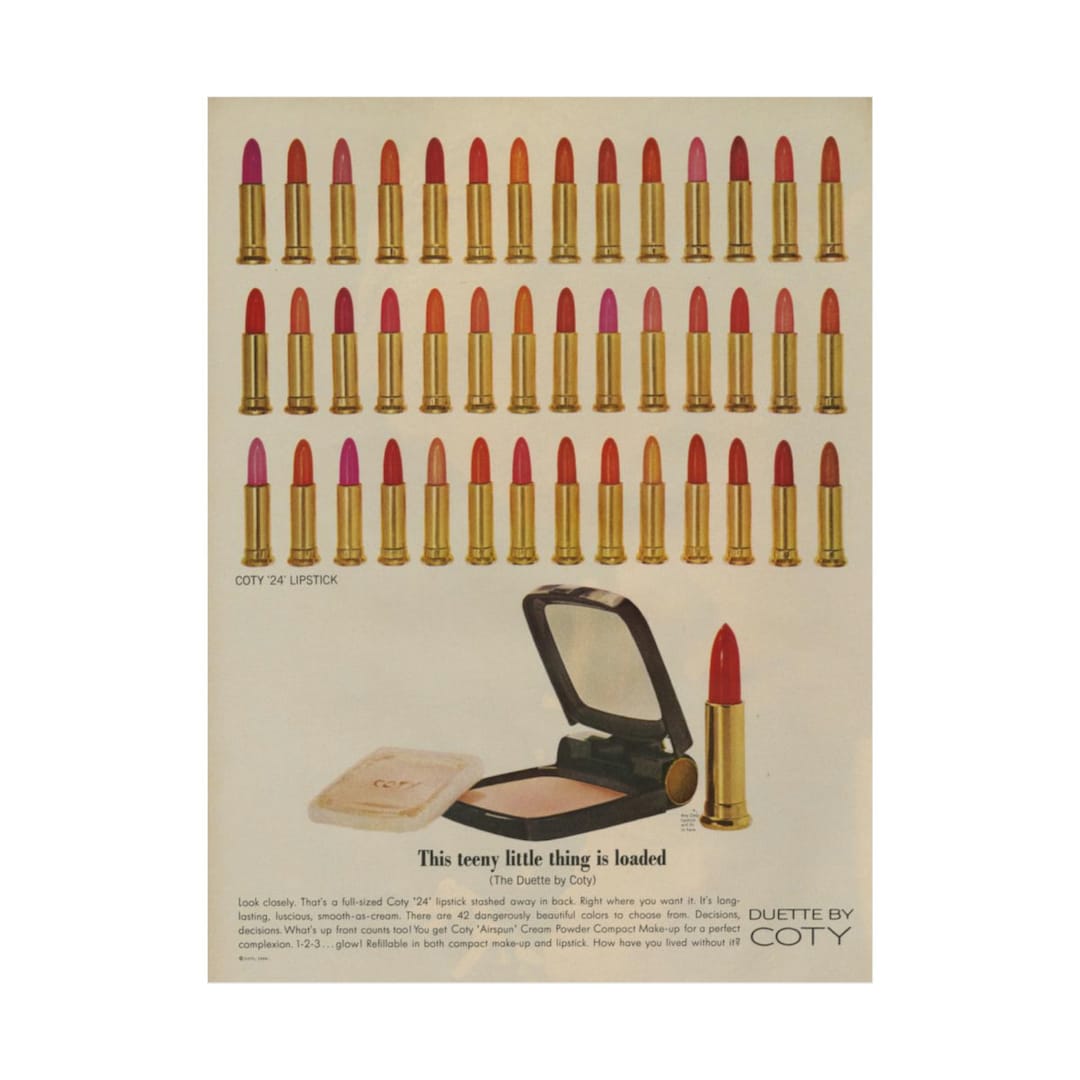 Vintage Makeup Lipstick Poster Bullet Gun Ad Advertising Print Art Mid ...