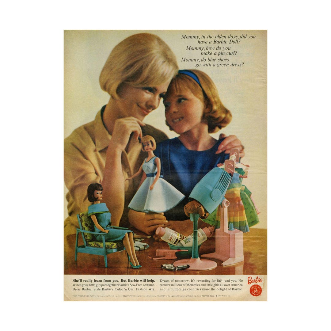 Vintage Barbie Poster Retro Ad Advertising Print Art Mid Century 1960s ...