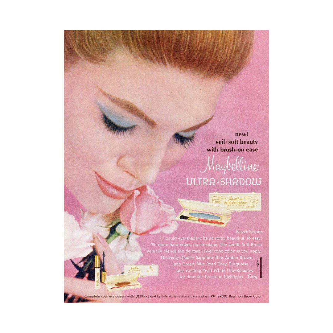Vintage Maybelline Eye Shadow Poster Makeup Pink Beauty Decor Feminine ...