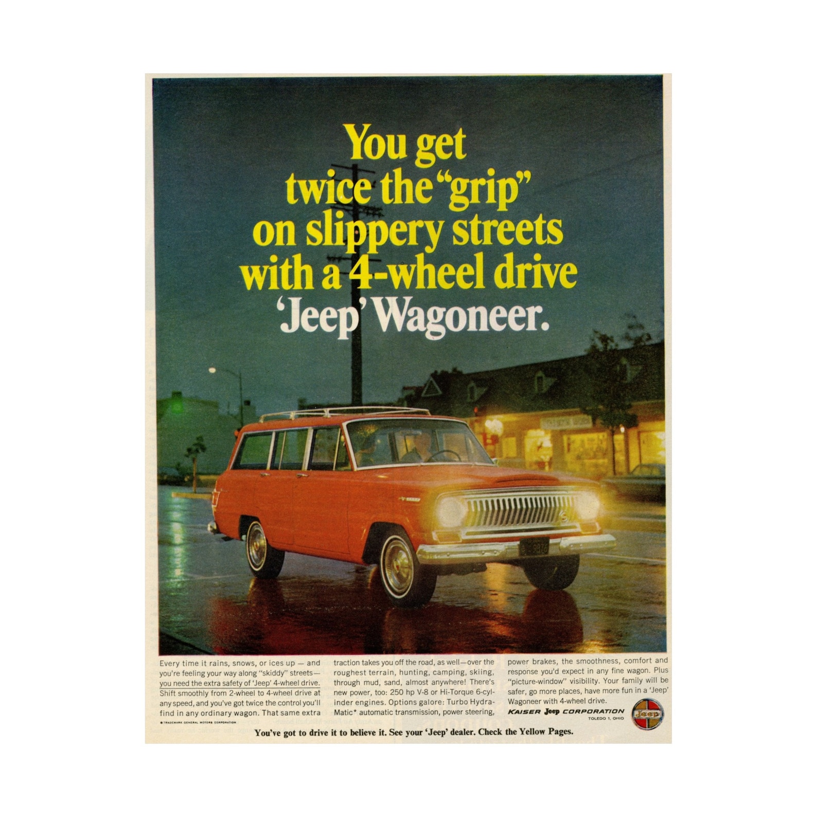 Vintage Jeep Wagoneer Poster 1950s Ad Print Art SUV 4x4 Mid Century ...