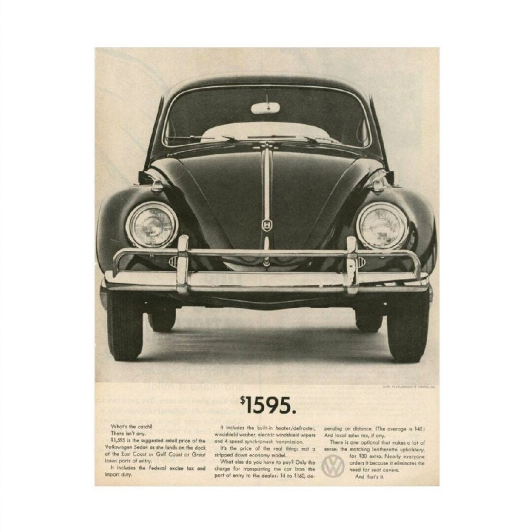 Volkswagen VW Beetle Poster Vintage Bug Wall Art Decor Print Automobile ...