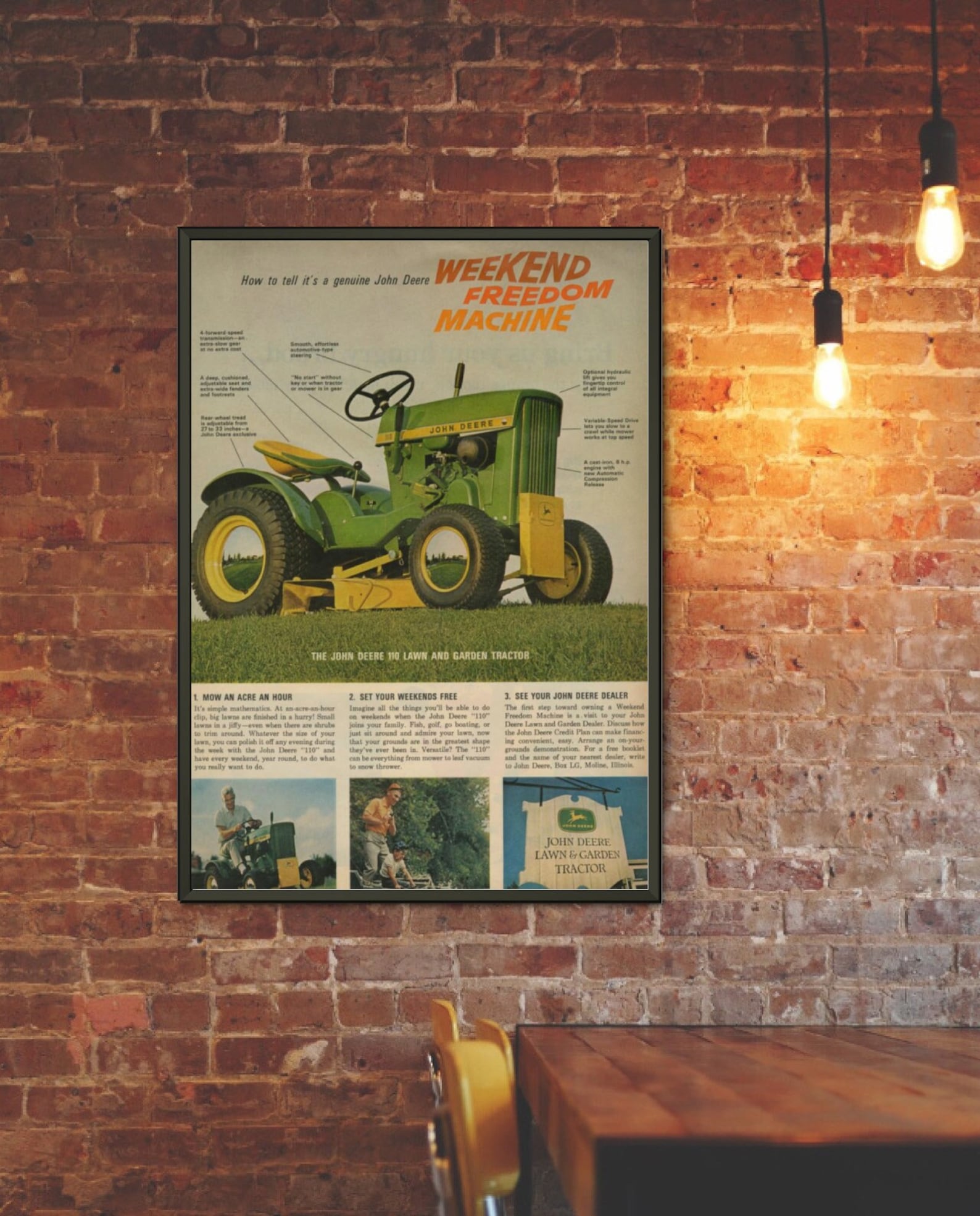 John Deere Tractor Poster Vintage Ad Advertising Print Art Mid Century ...