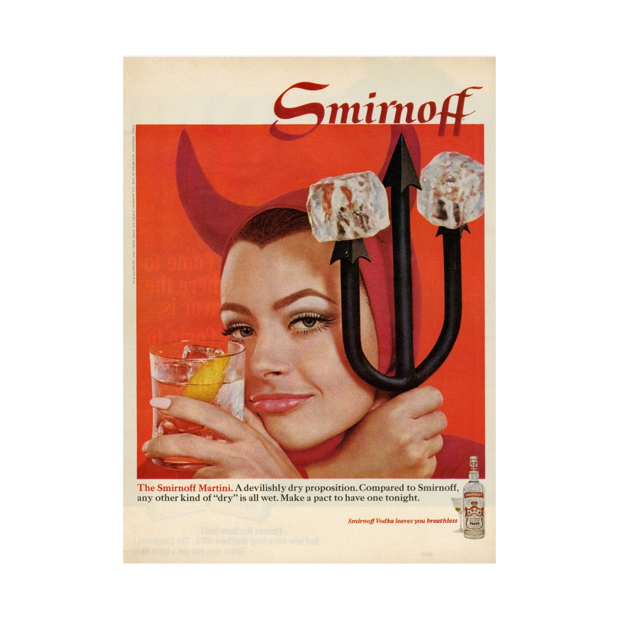 Vintage Smirnoff Vodka Poster Devil Woman Bar Kitchen Decor Print Wall ...
