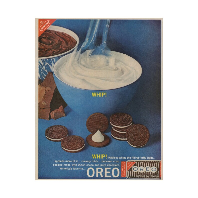 Oreo Cookies Poster Chocolate Wall Art Kitchen Decor Print Mid Century ...