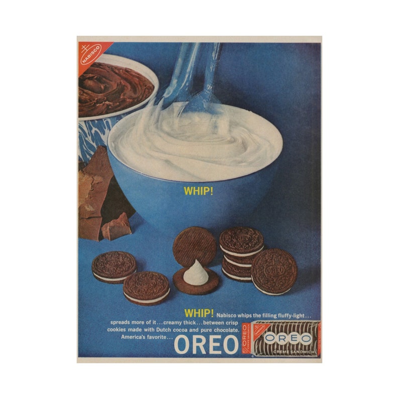 Oreo Cookies Poster Chocolate Wall Art Kitchen Decor Print Mid Century ...