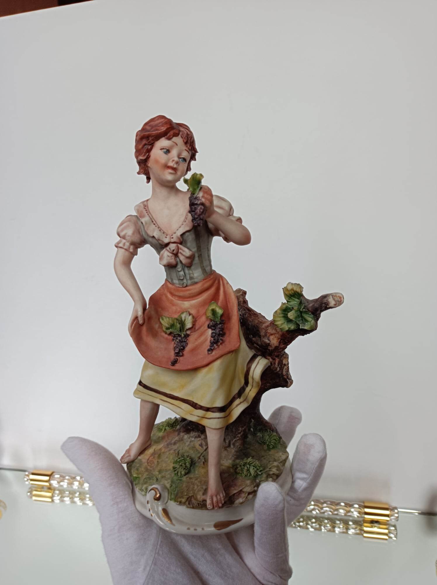 Capodimonte Pair /girl Picking Grapes and Boy With Sickle and Sheaf ...
