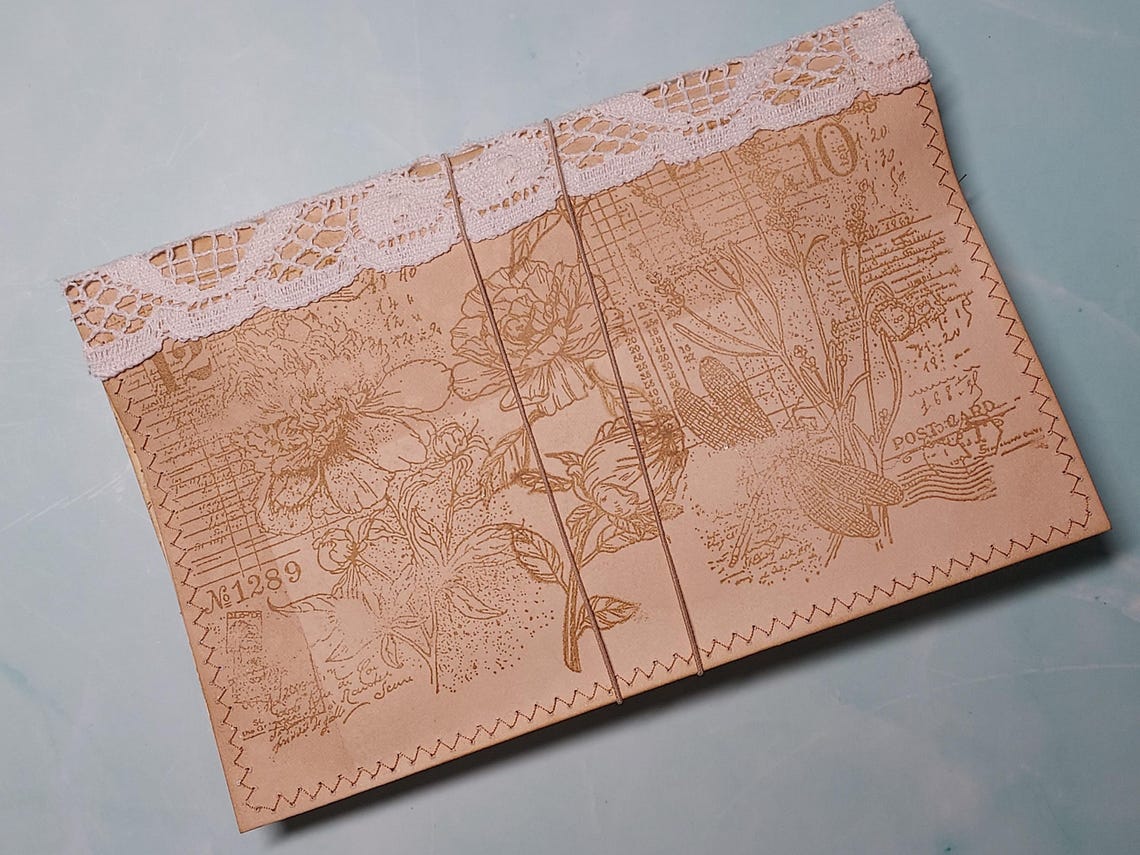 Handmade Vintage Lace Ephemera Envelope With Handmade Ephemera, Beige ...