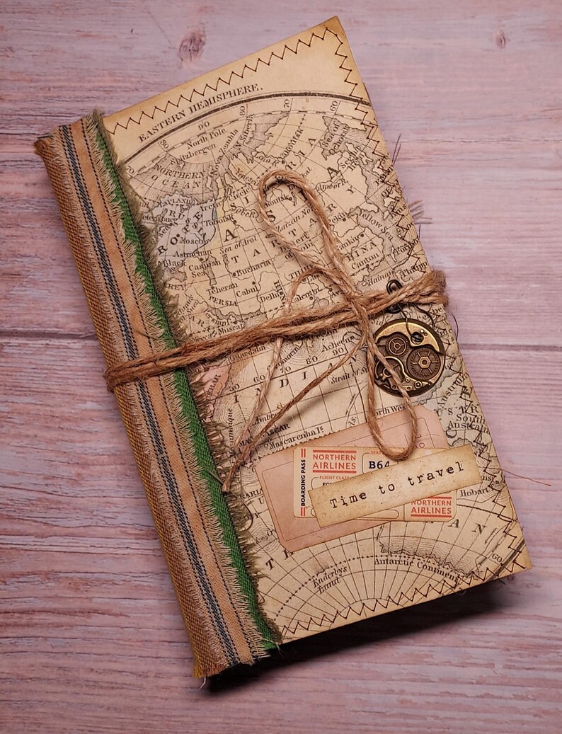 Handmade Vintage Look Travel Junk Journal, Time to Travel - Etsy
