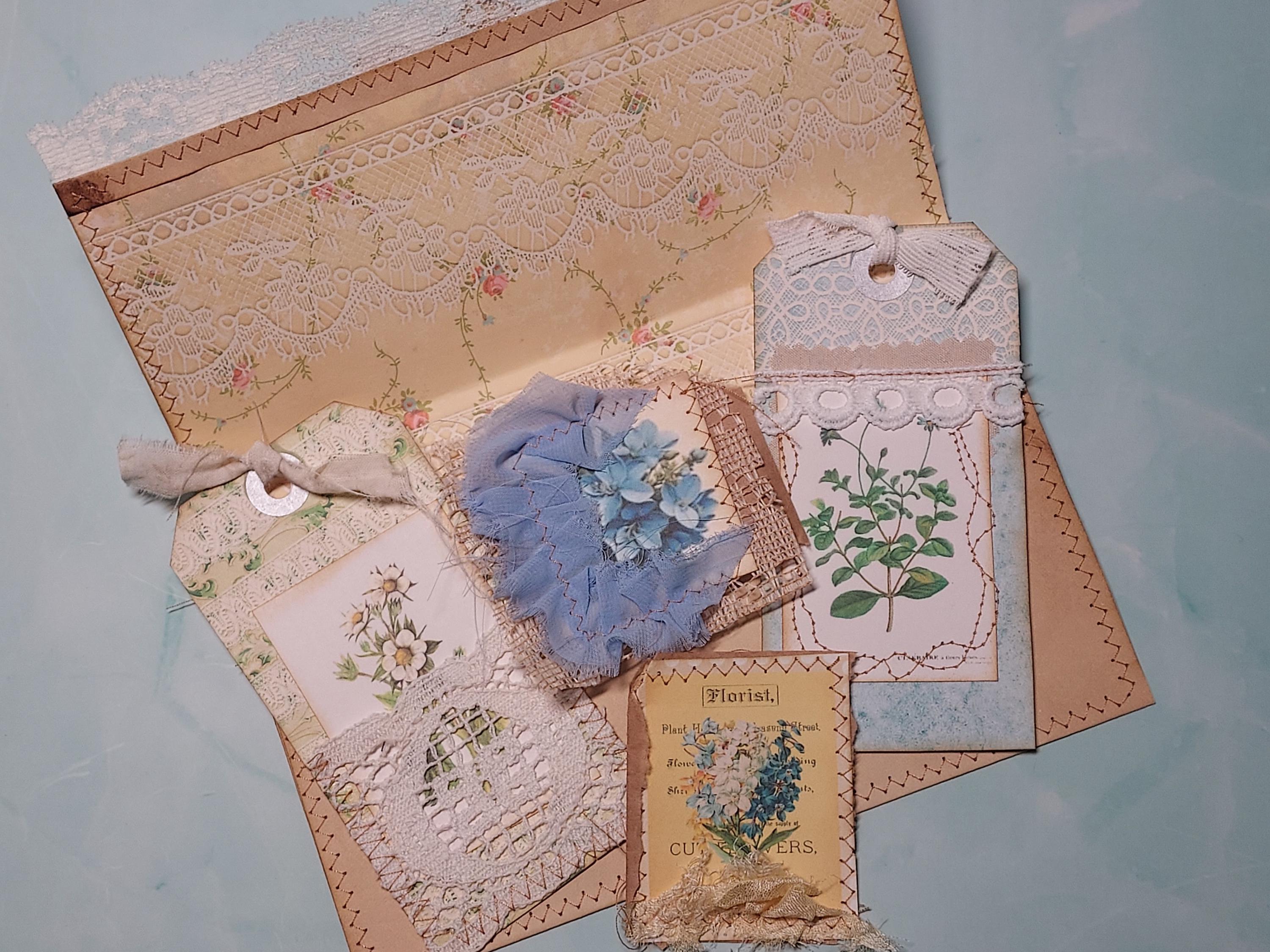 Handmade Vintage Lace Ephemera Envelope With Handmade Ephemera, Beige ...