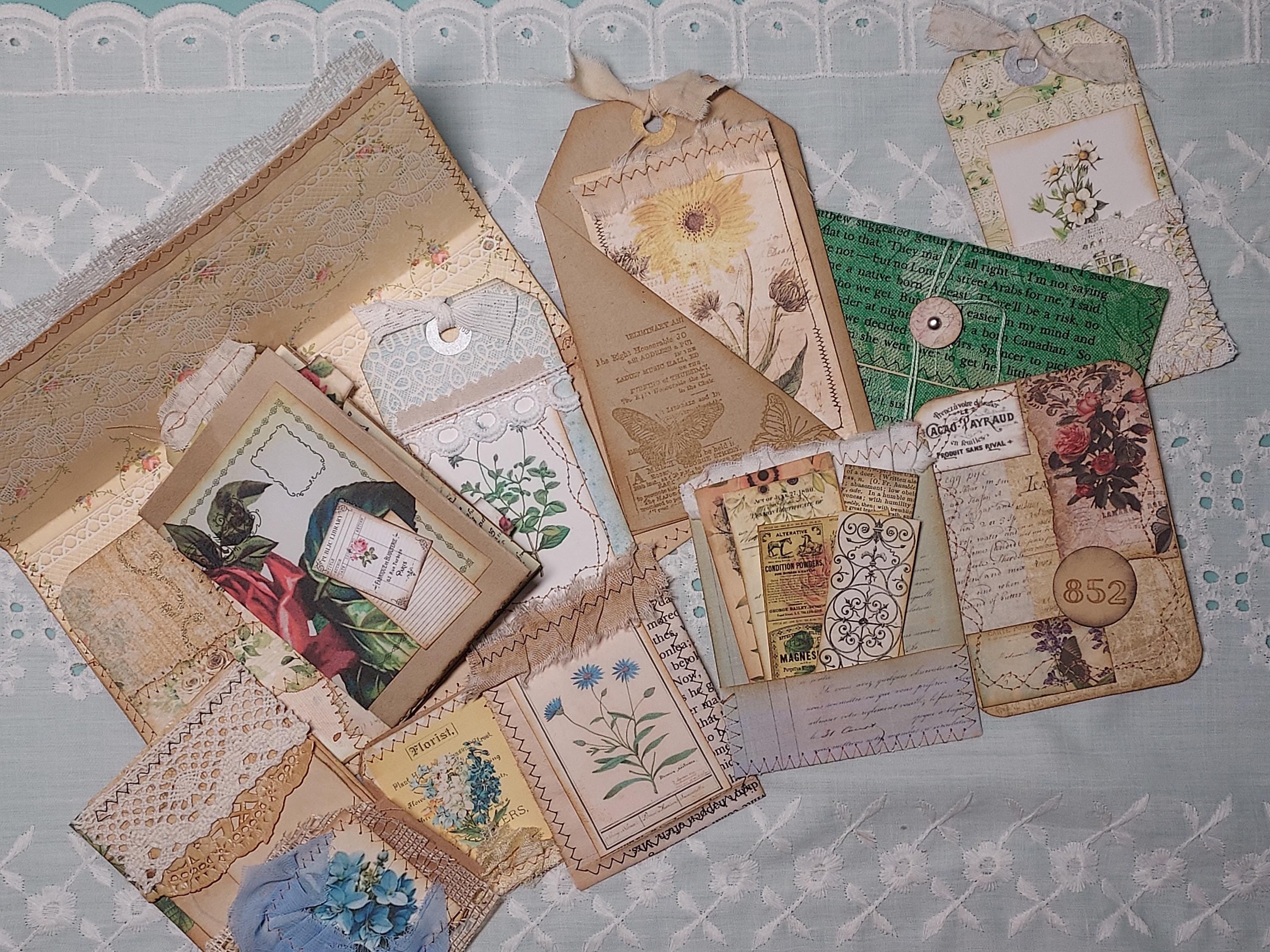 Handmade Vintage Lace Ephemera Envelope With Handmade Ephemera, Beige ...