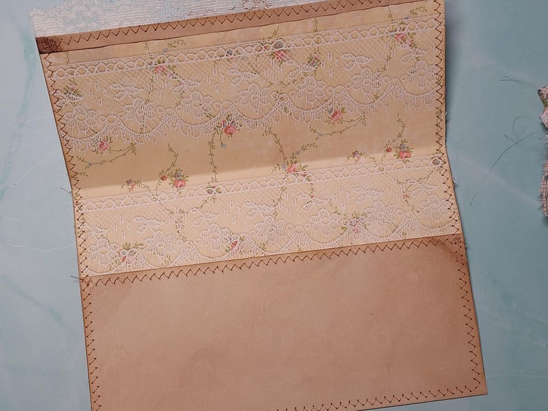 Handmade Vintage Lace Ephemera Envelope With Handmade Ephemera, Beige ...