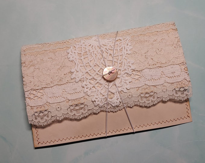 Handmade Vintage Lace Ephemera Envelope With Tags, Vintage Doily Accent ...