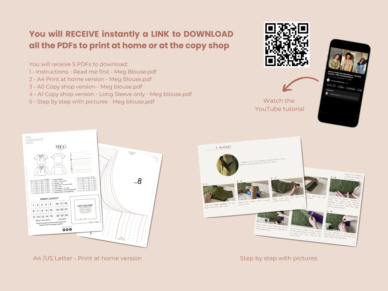 Meg Blouse PDF Sewing Pattern Instant Download the Handmade Kind - Etsy