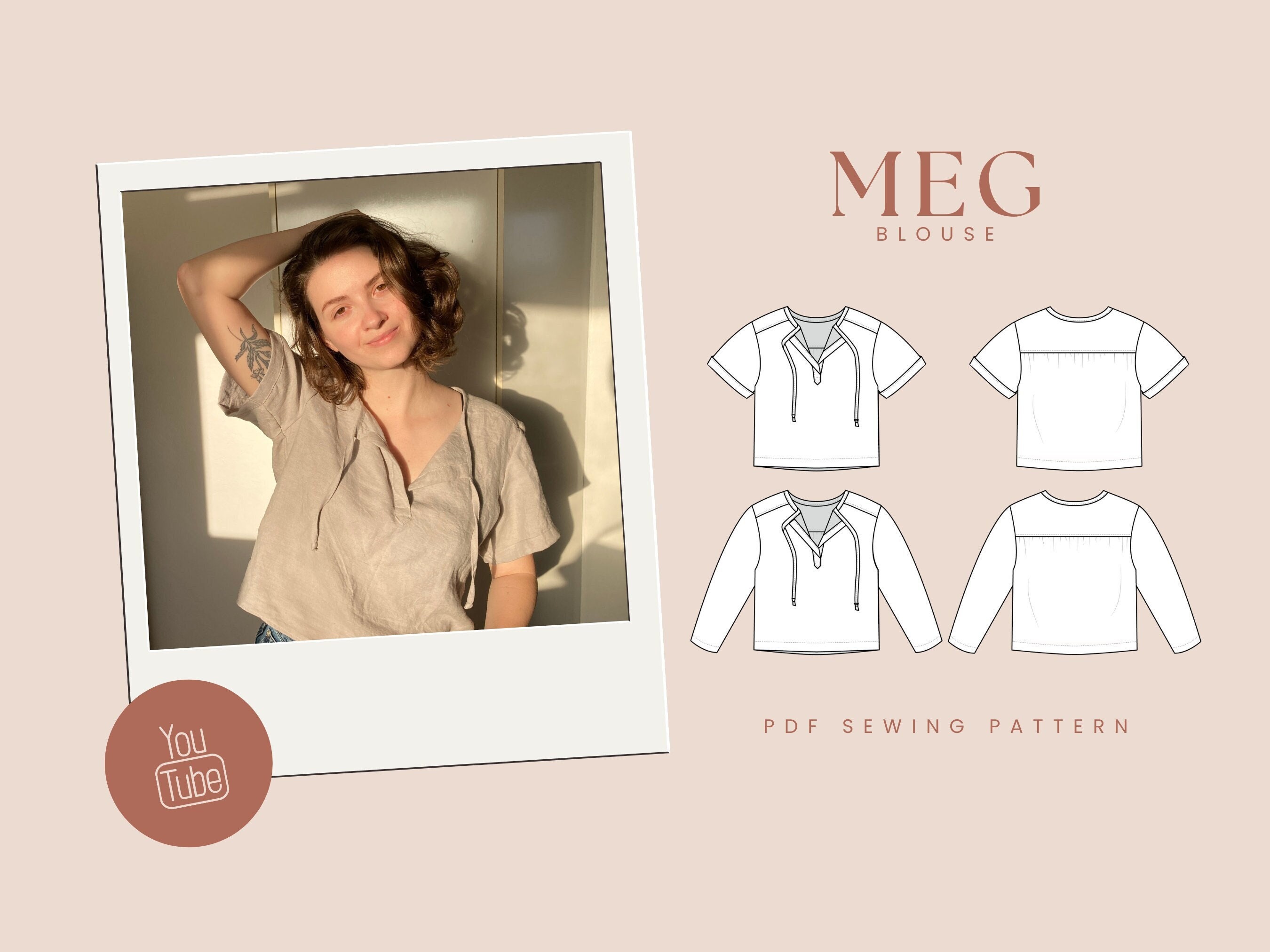Meg Blouse PDF Sewing Pattern Instant Download the Handmade Kind - Etsy