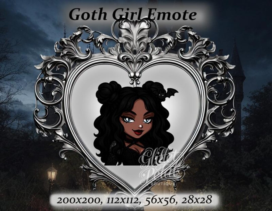 Black Hair Goth Girl Wink Emote - Anime Twitch Emote - Etsy