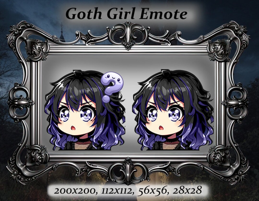 Goth Girl Twitch Emote - Anime Emote, Purple Hair Goth, Alt Girl ...