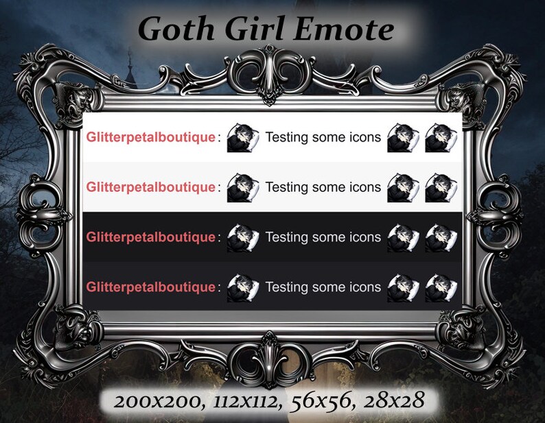 Goth Girl Twitch Emote - Anime Emote, White Hair Goth, Alt Girl, Twitch ...