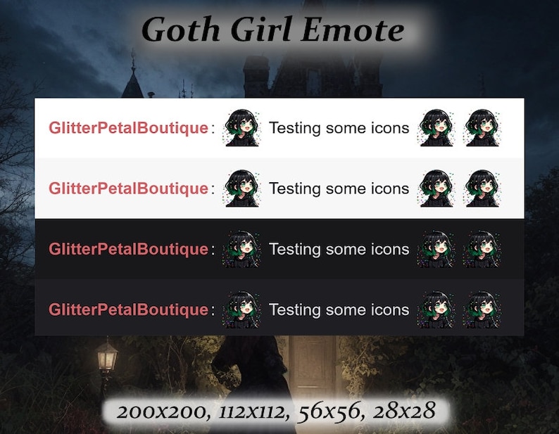 Goth Girl Twitch Emote - Anime Emote,green Hair Goth, Alt Girl, Twitch ...