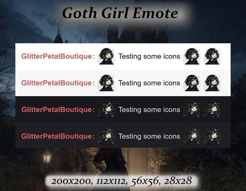 Goth Girl Twitch Emote - Anime Emote,green Hair Goth, Alt Girl, Twitch ...