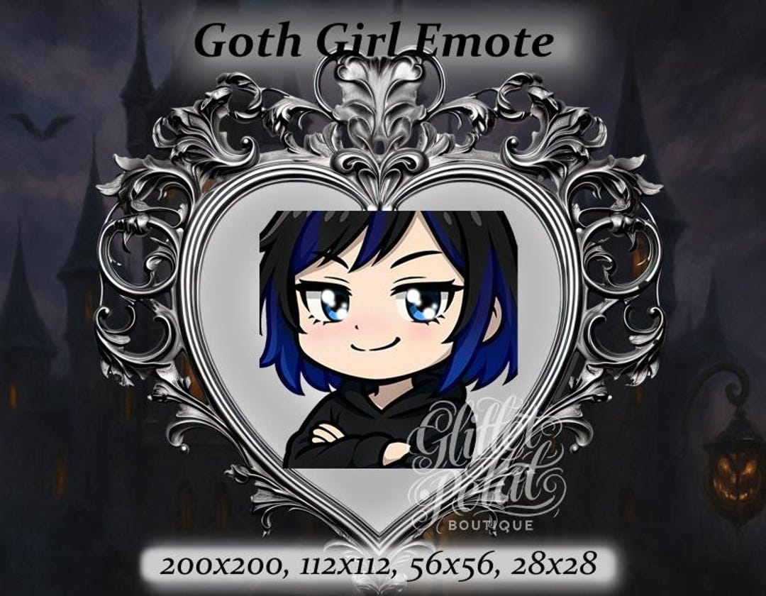 Goth Girl Twitch Emote - Anime Emote,blue Hair Goth, Blue Eyes Alt Girl ...