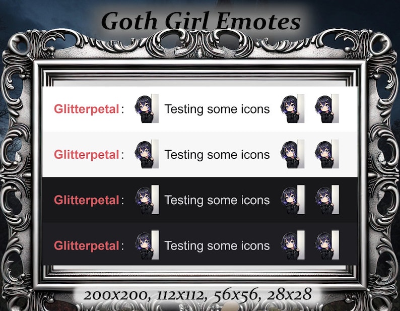 Goth Girl Twitch Emote - Anime Emote, Purple Hair Goth, Alt Girl,twitch ...
