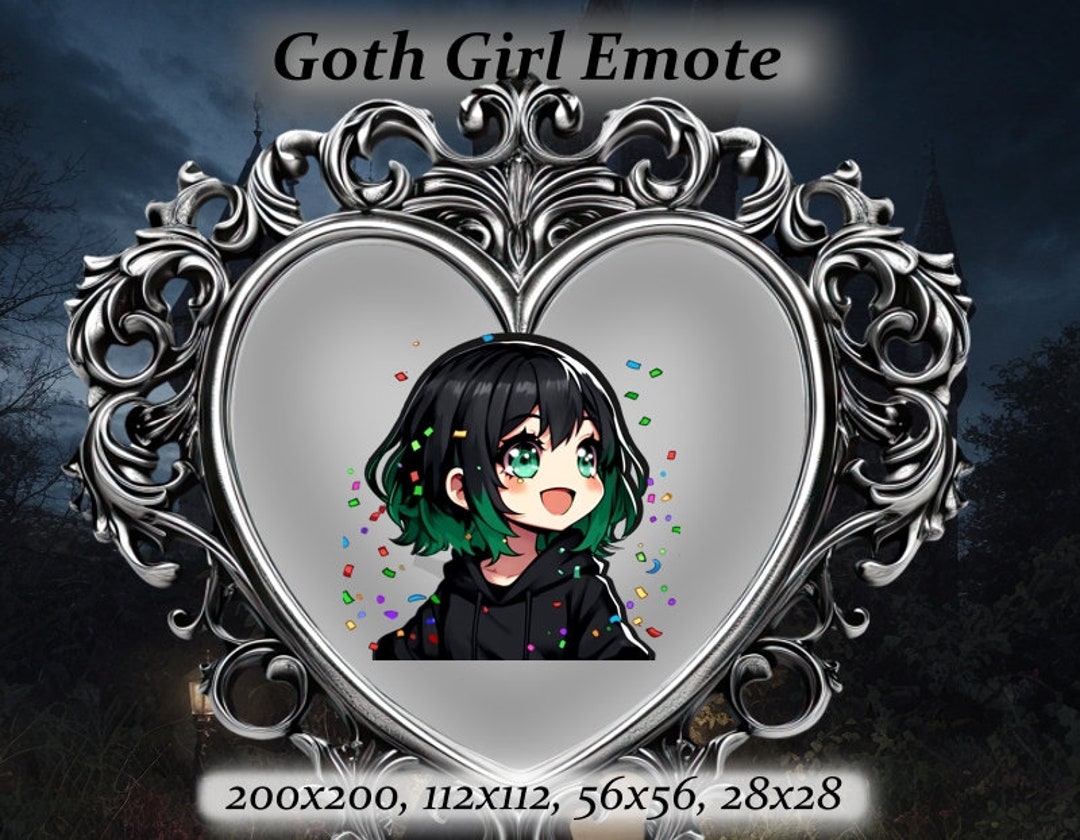 Goth Girl Twitch Emote - Anime Emote,green Hair Goth, Alt Girl, Twitch ...