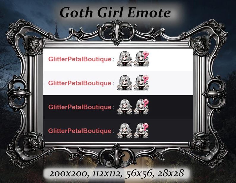 Goth Girl Twitch Emote - Anime Emote, White Hair Goth, Alt Girl, Red ...