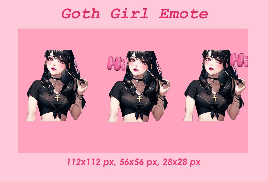 Goth Girl Emote Anime Emote Girl Hello Emote Twitch Emote - Etsy