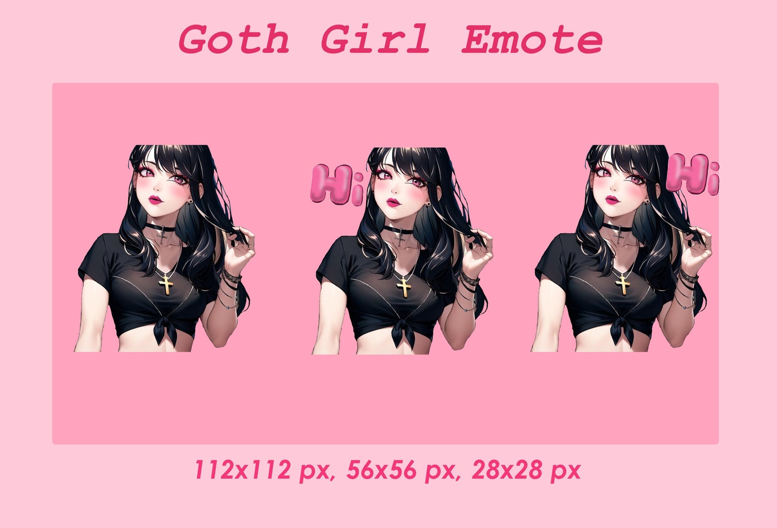 Goth Girl Emote Anime Emote Girl Hello Emote Twitch Emote - Etsy