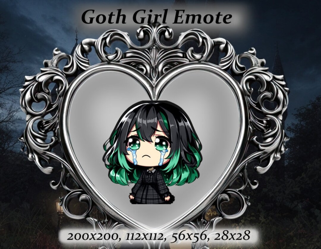 Goth Girl Twitch Emote - Anime Emote,green Hair Goth, Twitch Emote ...