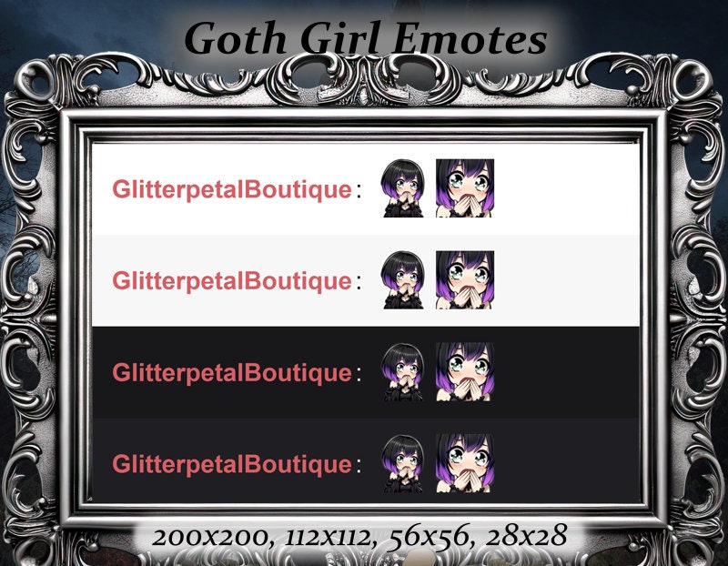 Goth Girl Scared Emote – Purple Hair Anime Twitch/discord Emote - Etsy
