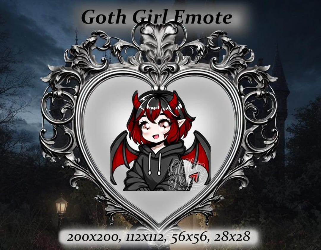 Goth Girl Twitch Emote Anime Emote,red Hair Goth, Brown Eyes Alt Girl ...