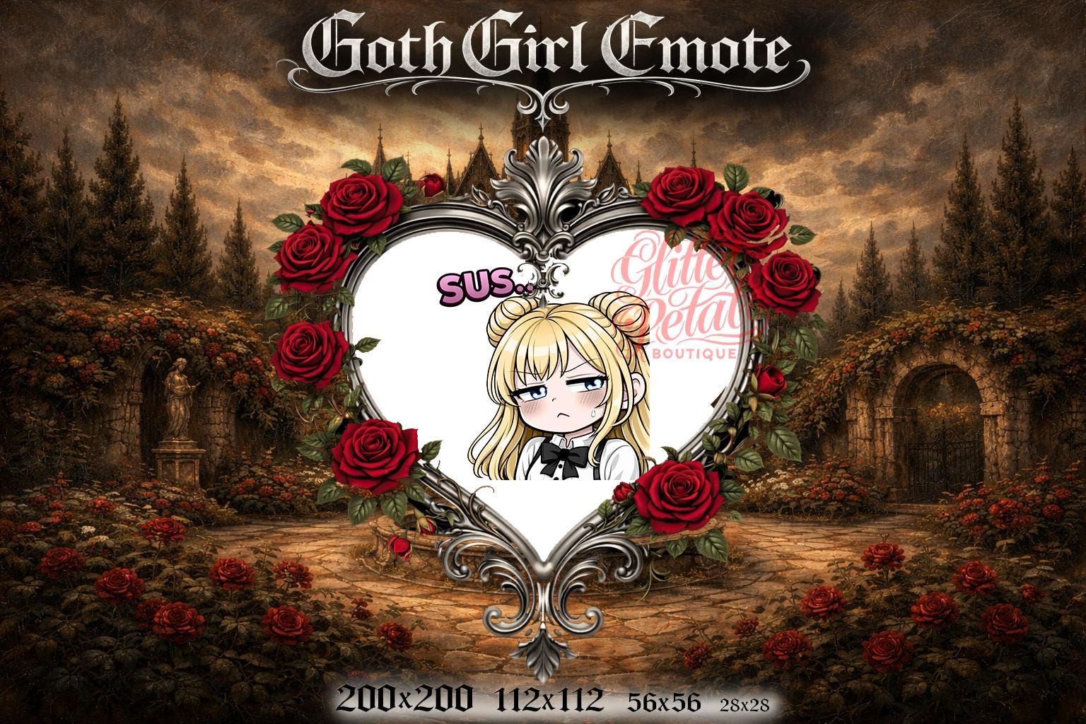 Goth Girl Twitch Emote - Anime Emote, BLONDE Hair, BLUE Eyes ...