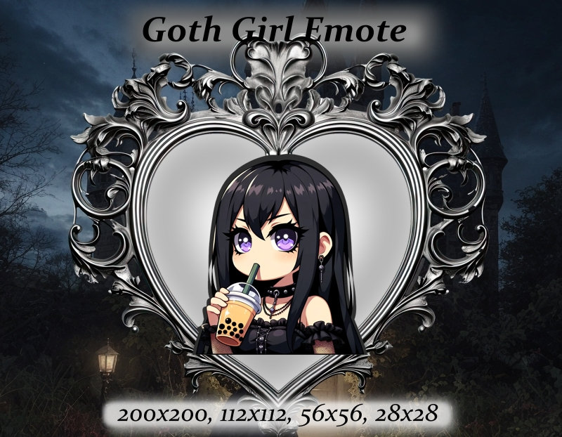 Goth Girl Twitch Emote Anime Emote Black Hair Goth Girl Emote Alt Girltwitch Emote Discord