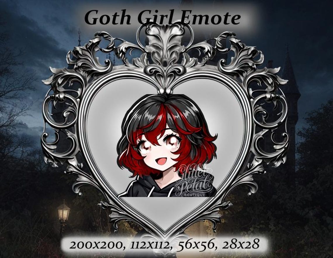 Red Hair Goth Girl Anime Emote – Discord & Twitch - Etsy