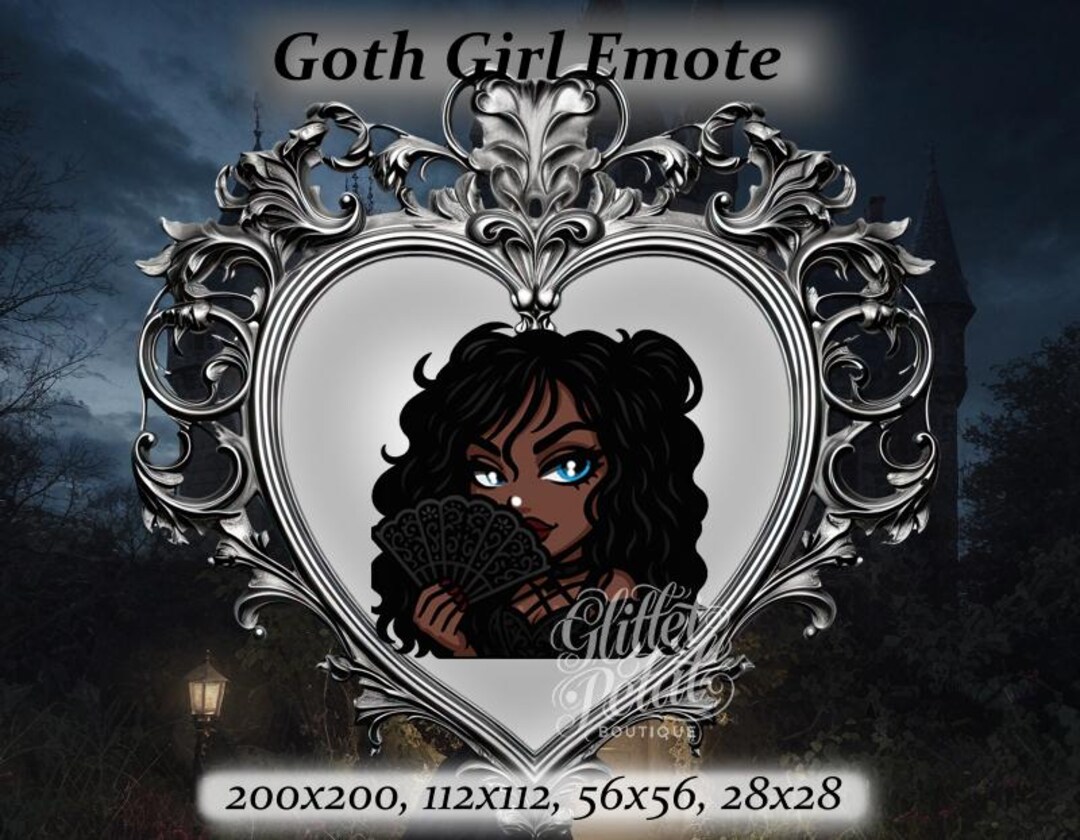 Goth Girl Anime Emote – Black Hair, Blue Eyes, POC Twitch Emote - Etsy