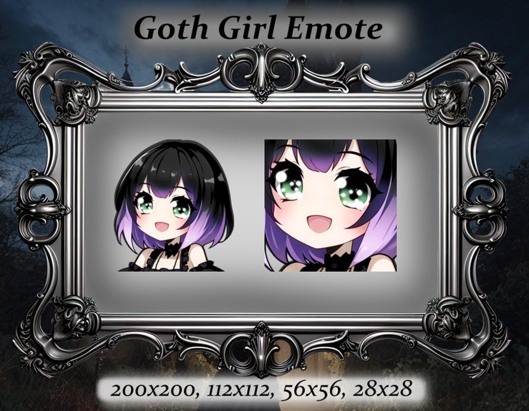 Goth Girl Twitch Emote - Anime Emote,purple Hair Goth, Alt Girl, Twitch ...