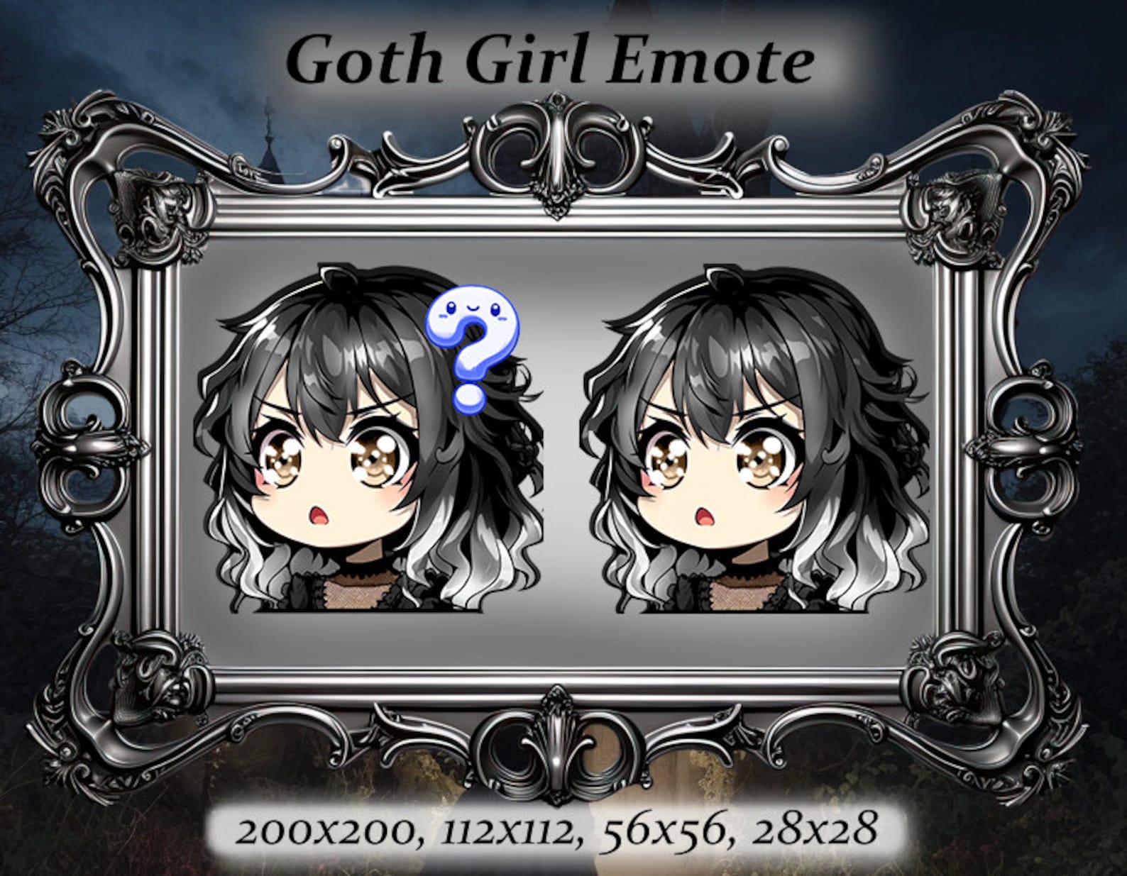 Goth Girl Twitch Emote - Anime Emote, White Hair Goth, Alt Girl, Twitch ...