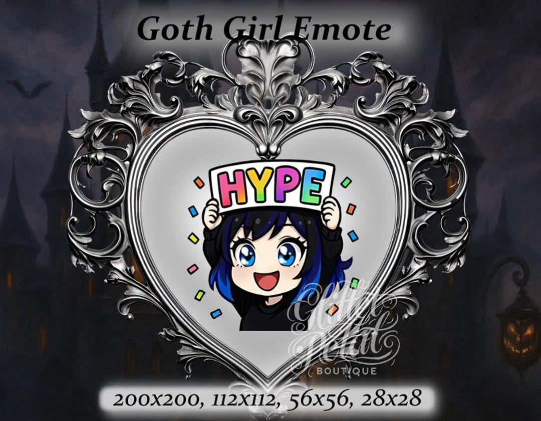 Blue Hair Goth Hype Emote – Anime Girl Twitch/discord Emote - Etsy