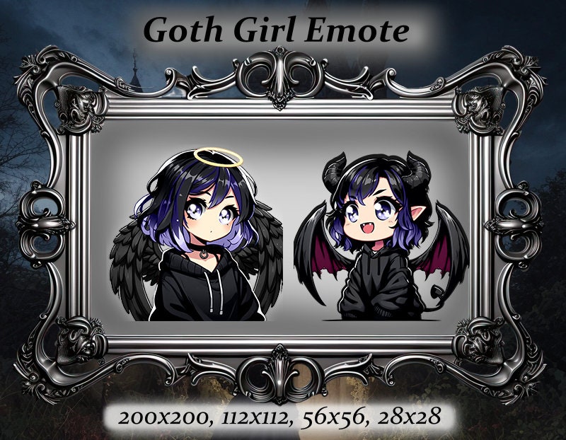 Goth Girl Twitch Emote - Anime Emote, Purple Hair Goth, Alt Girl ...
