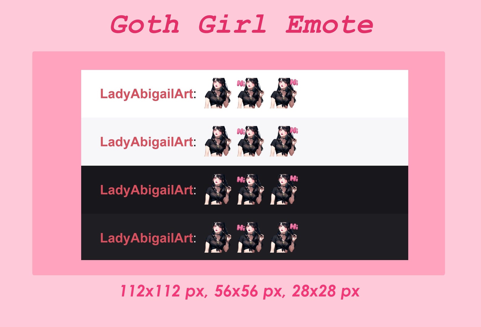 Goth Girl Emote Anime Emote Girl Hello Emote Twitch Emote - Etsy