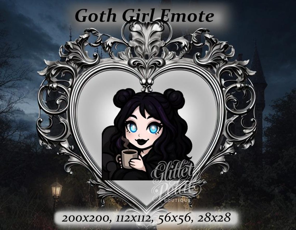 Goth Girl Anime Twitch Emote – Black Hair, Coffee Cozy - Etsy