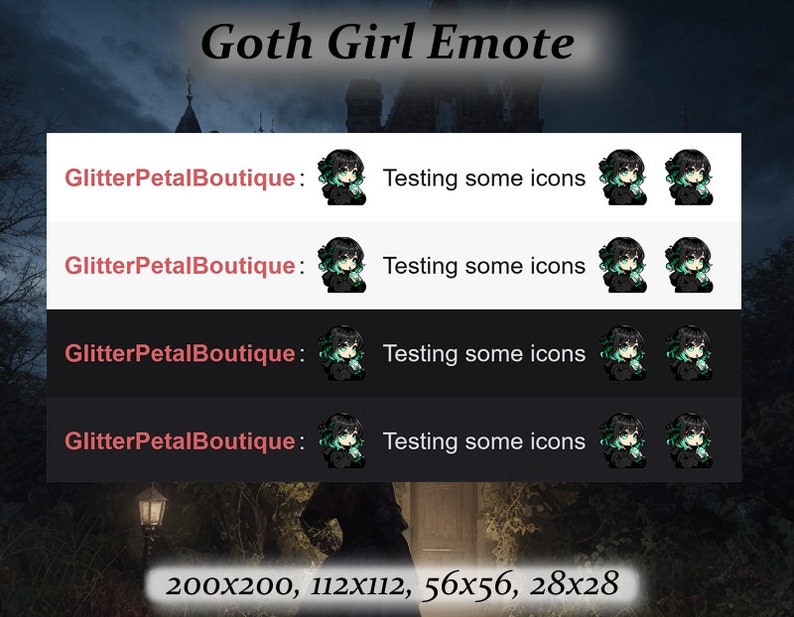 Goth Girl Twitch Emote - Anime Emote,green Hair Goth, Alt Girl, Twitch ...