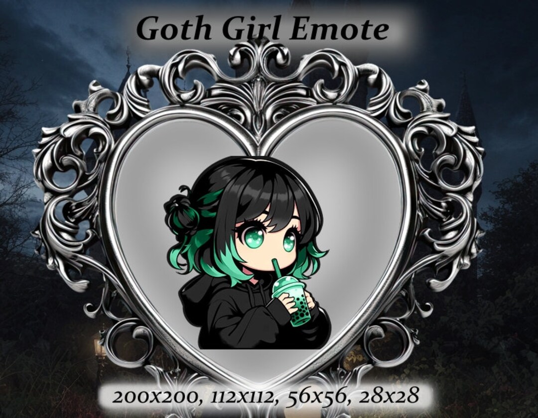 Goth Girl Twitch Emote - Anime Emote,green Hair Goth, Alt Girl, Twitch ...