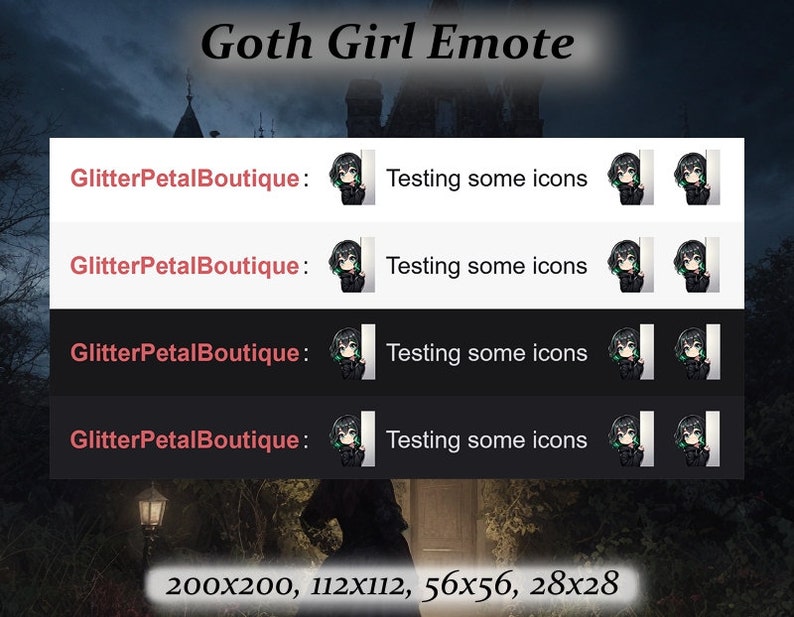 Goth Girl Twitch Emote - Anime Emote,green Hair Goth, Alt Girl, Twitch ...