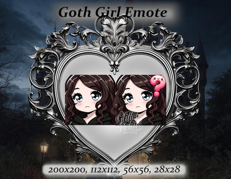 Goth Girl Twitch Emote - Anime Emote,brown Hair Goth, Blue Eyes, Alt ...